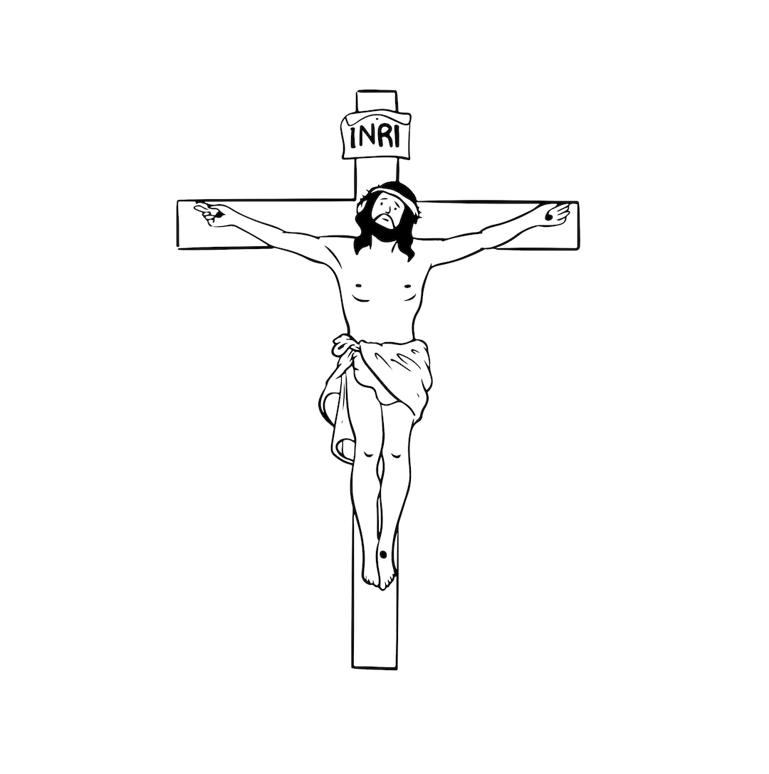 Jesus Crucifixion | Christ on Cross Simple Design | Black & White ...