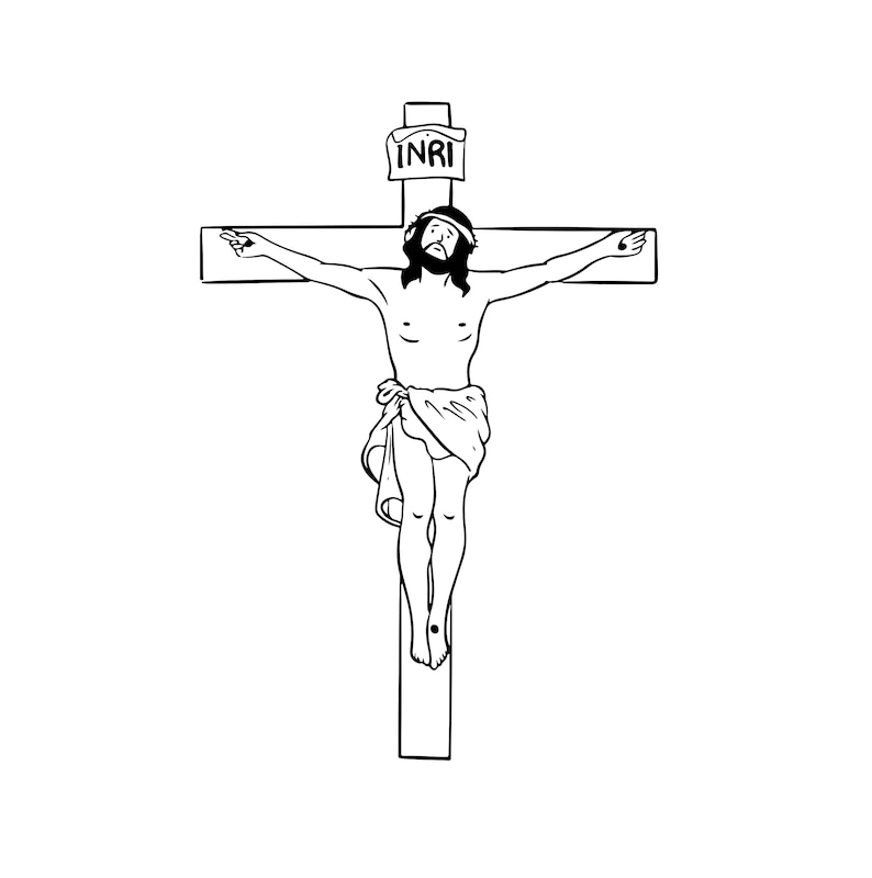 Jesus Crucifixion | Christ on Cross Simple Design | Black & White ...