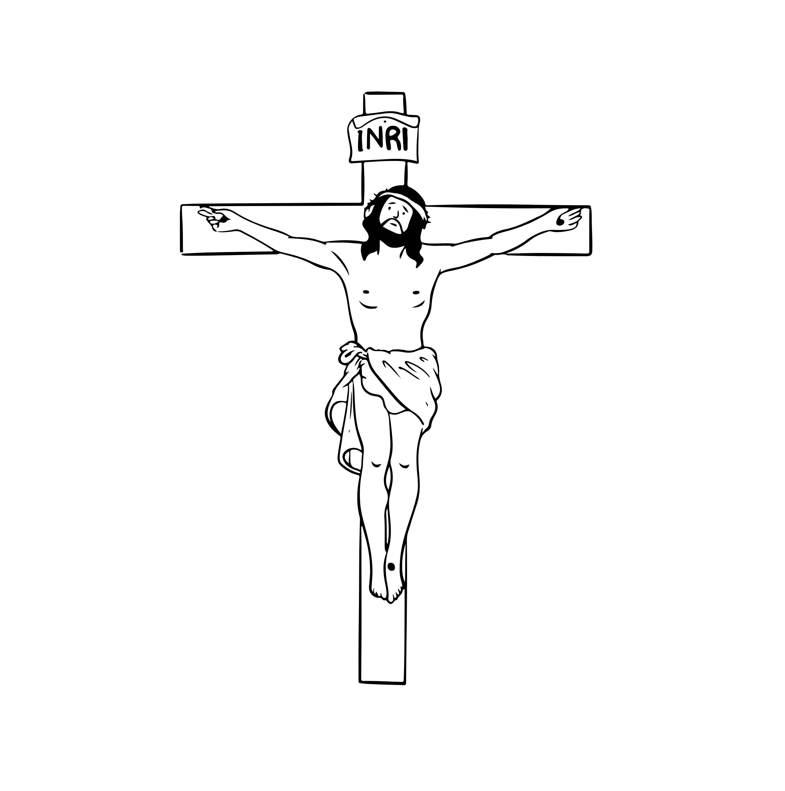 Jesus Crucifixion | Christ on Cross Simple Design | Black & White ...