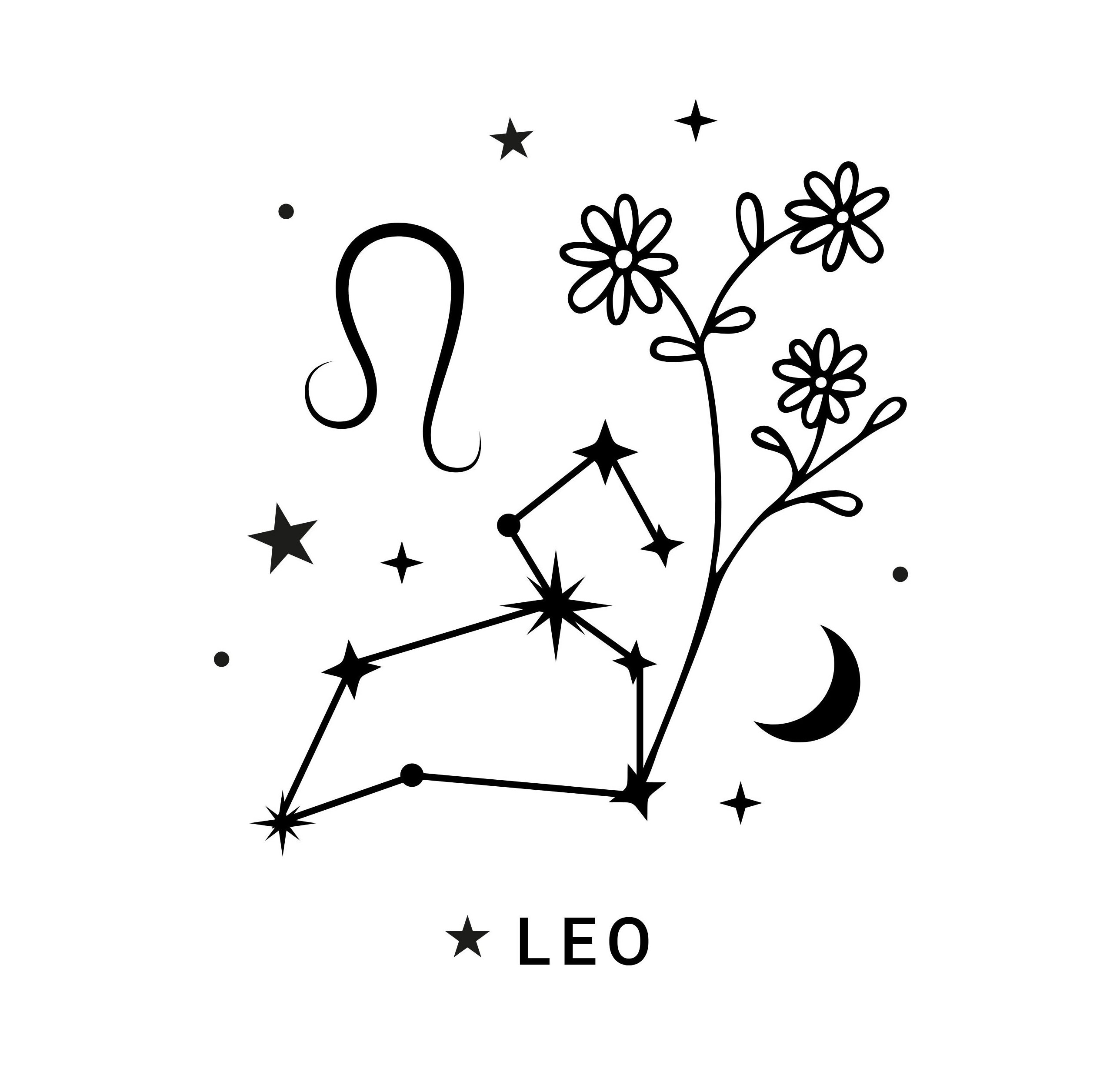 Leo Zodiac Star Sign | Instant Downloads in Black & White | PNG, JPG ...