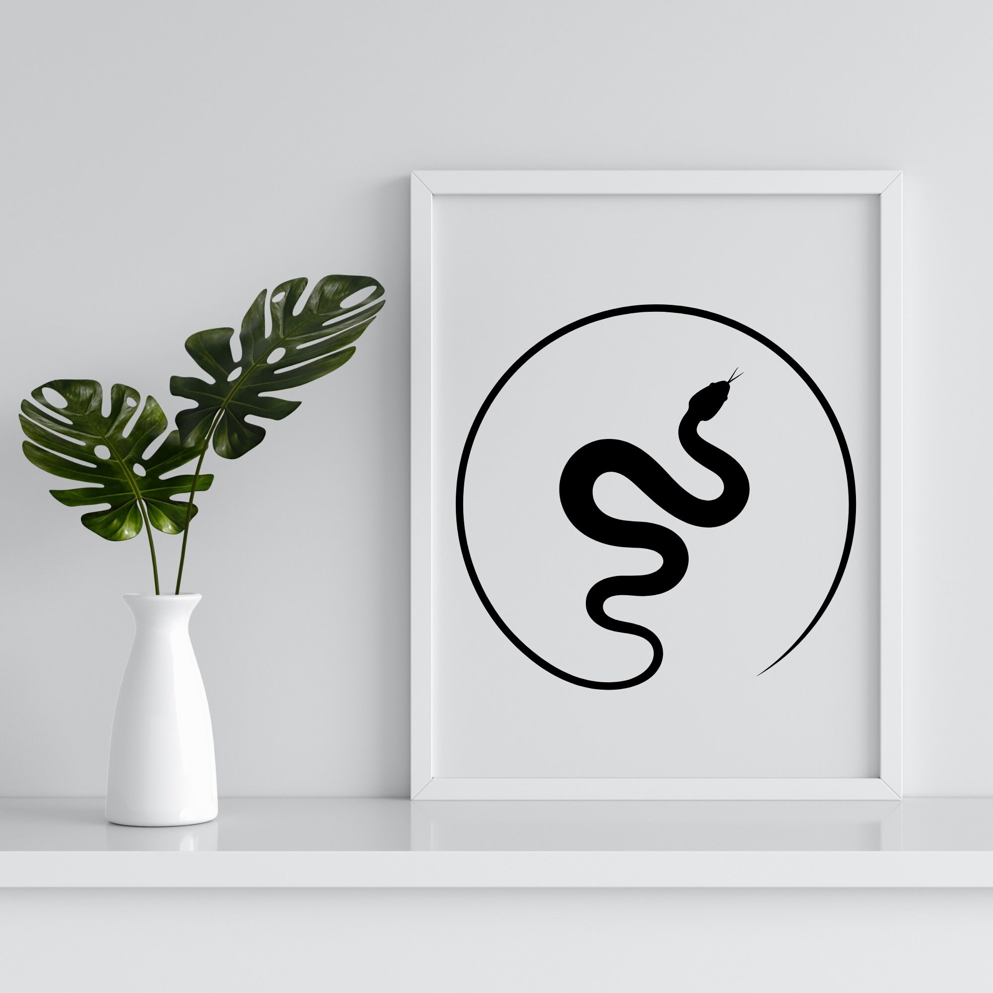 Snake Circle Printable | Reptile Decor | Black and White Instant ...