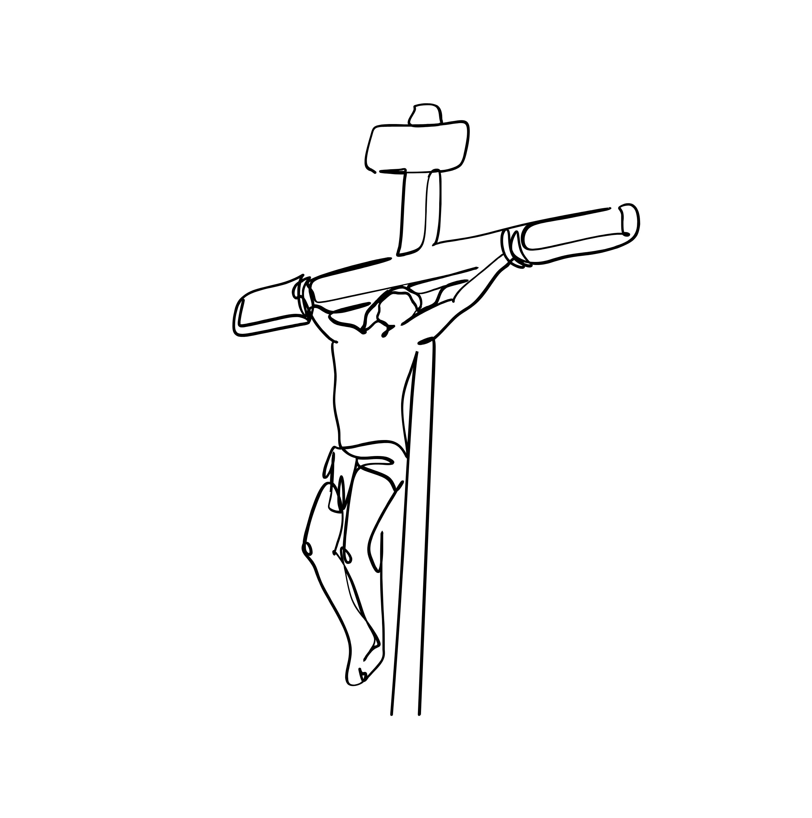 Jesus Crucifixion | Christ on Cross Single Line Art | Black & White ...
