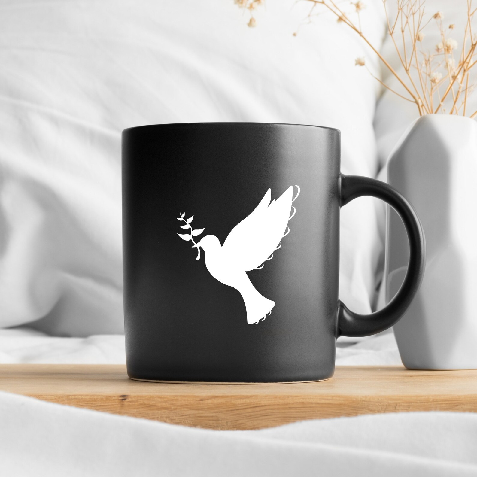 Dove With Olive Branch | Graphic Design | Black & White Digital ...