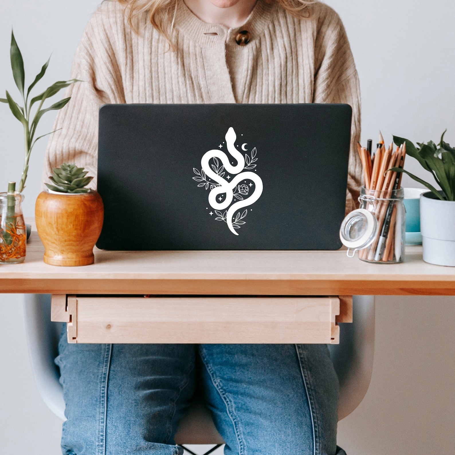 Snake Decor | Reptile Clipart | Black and White Instant Digital ...