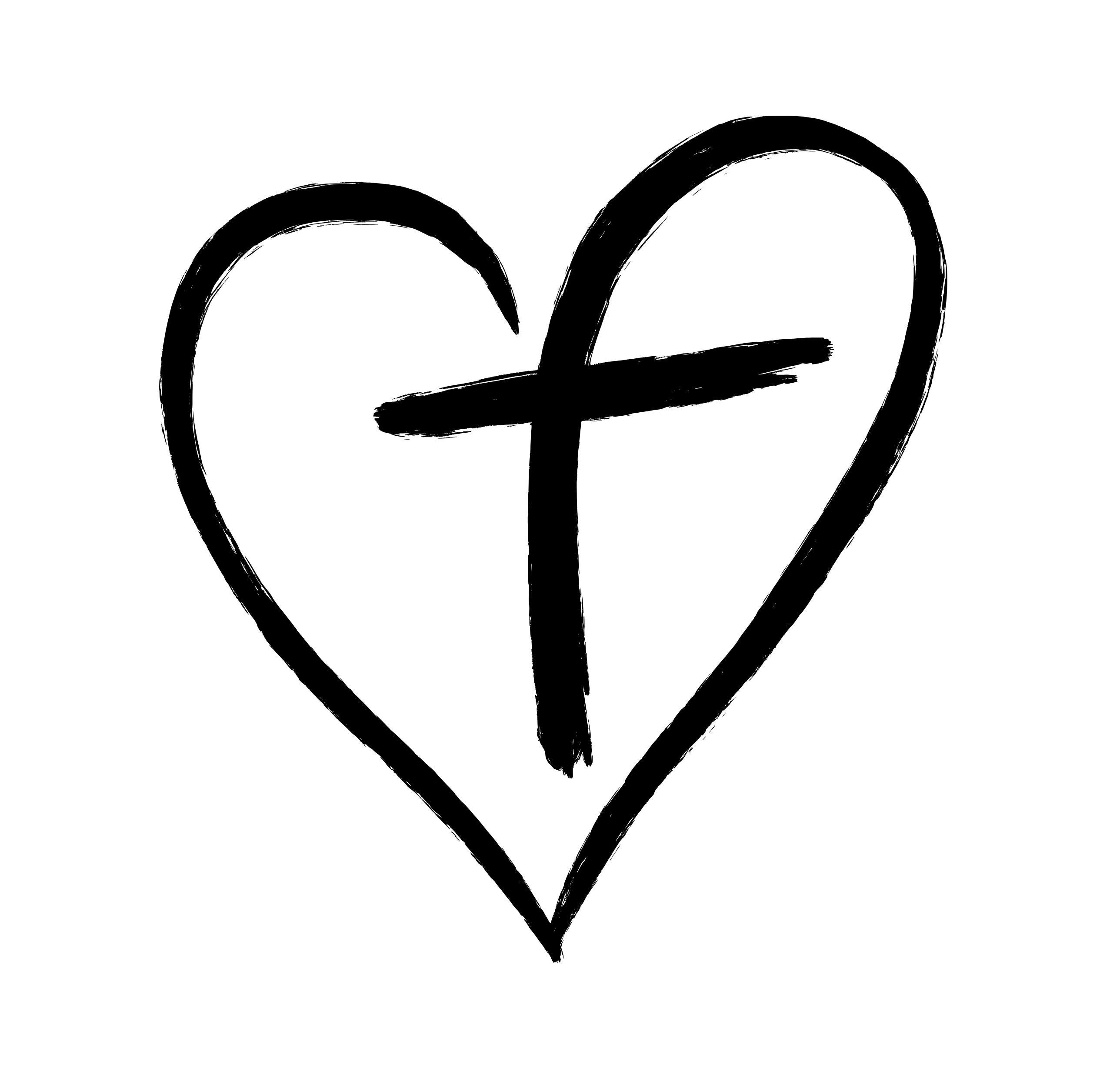 Christian Heart and Cross | Black & White | Instant Digital Download ...