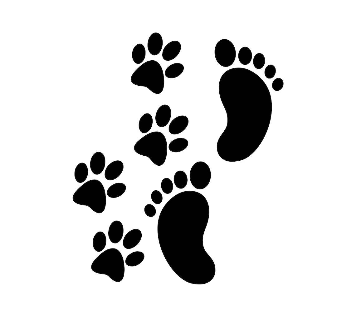 Footprint Paw Print | Baby Puppy Love | Black and White Instant Digital ...