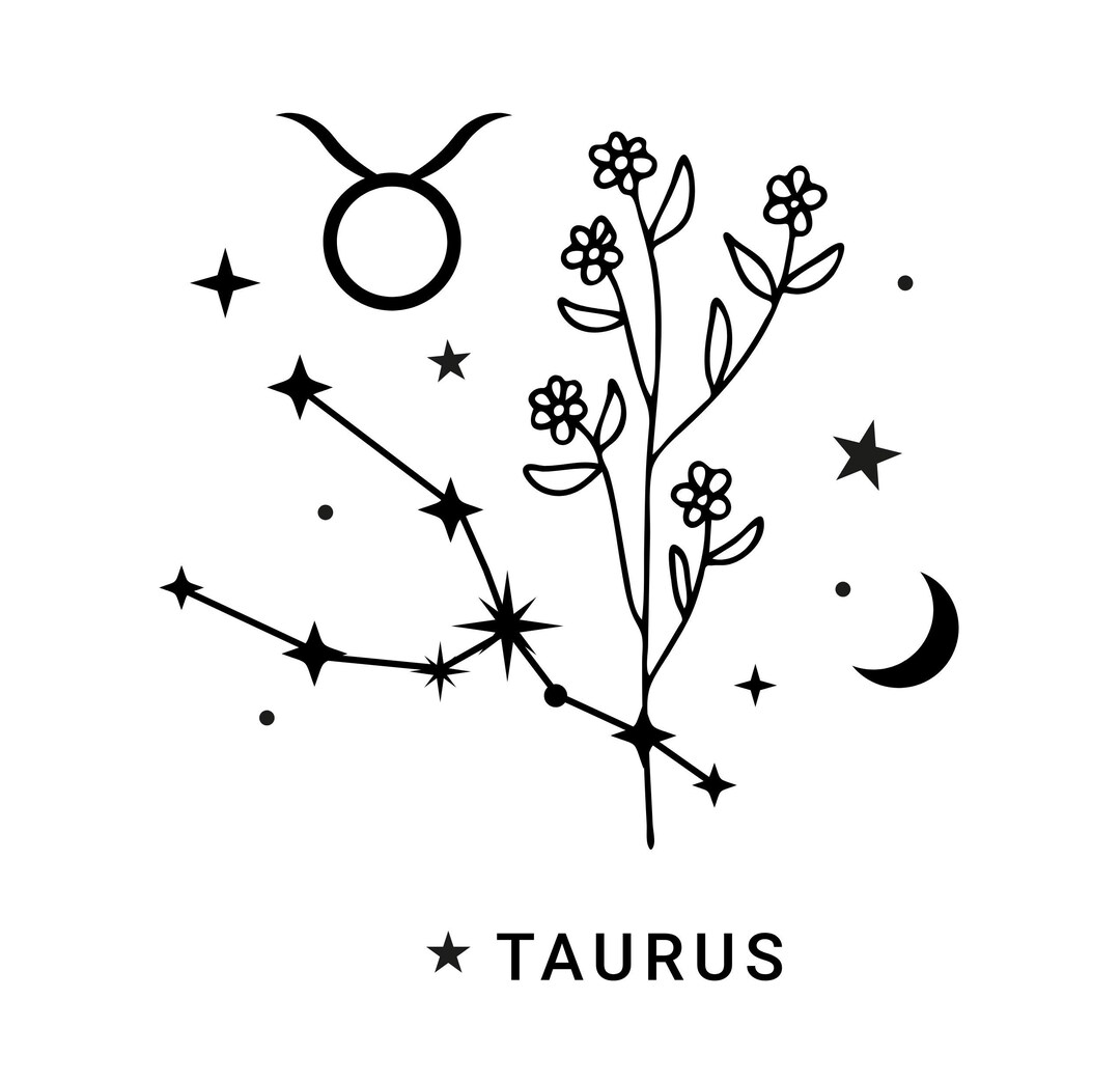 Taurus Zodiac Star Sign | Instant Downloads in Black & White | PNG, JPG ...