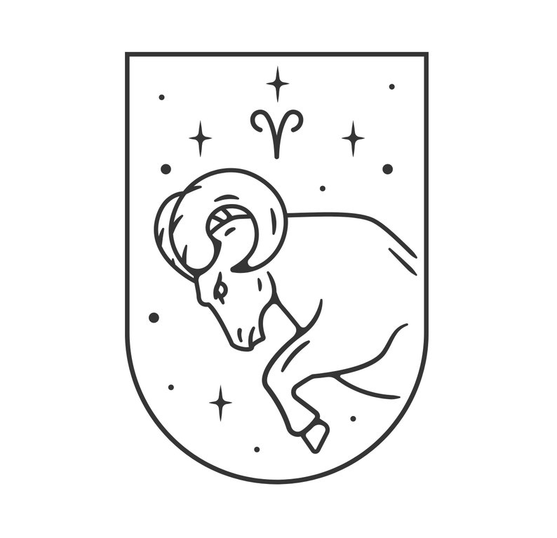 Aries Zodiac Art | Instant Downloads in Black & White | PNG, JPG, SVG ...