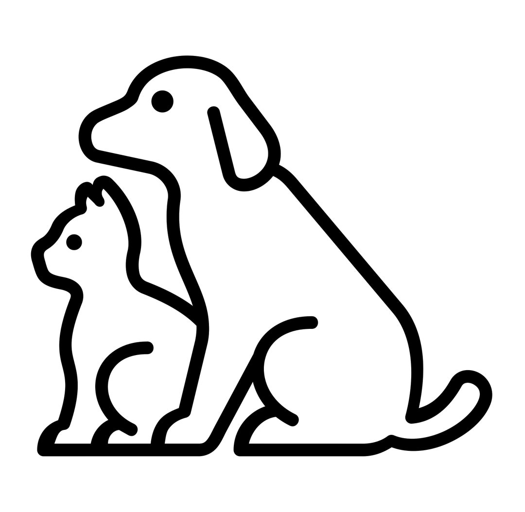 Cat and Dog Clipart | Animal Friends Silhouette | Black and White ...