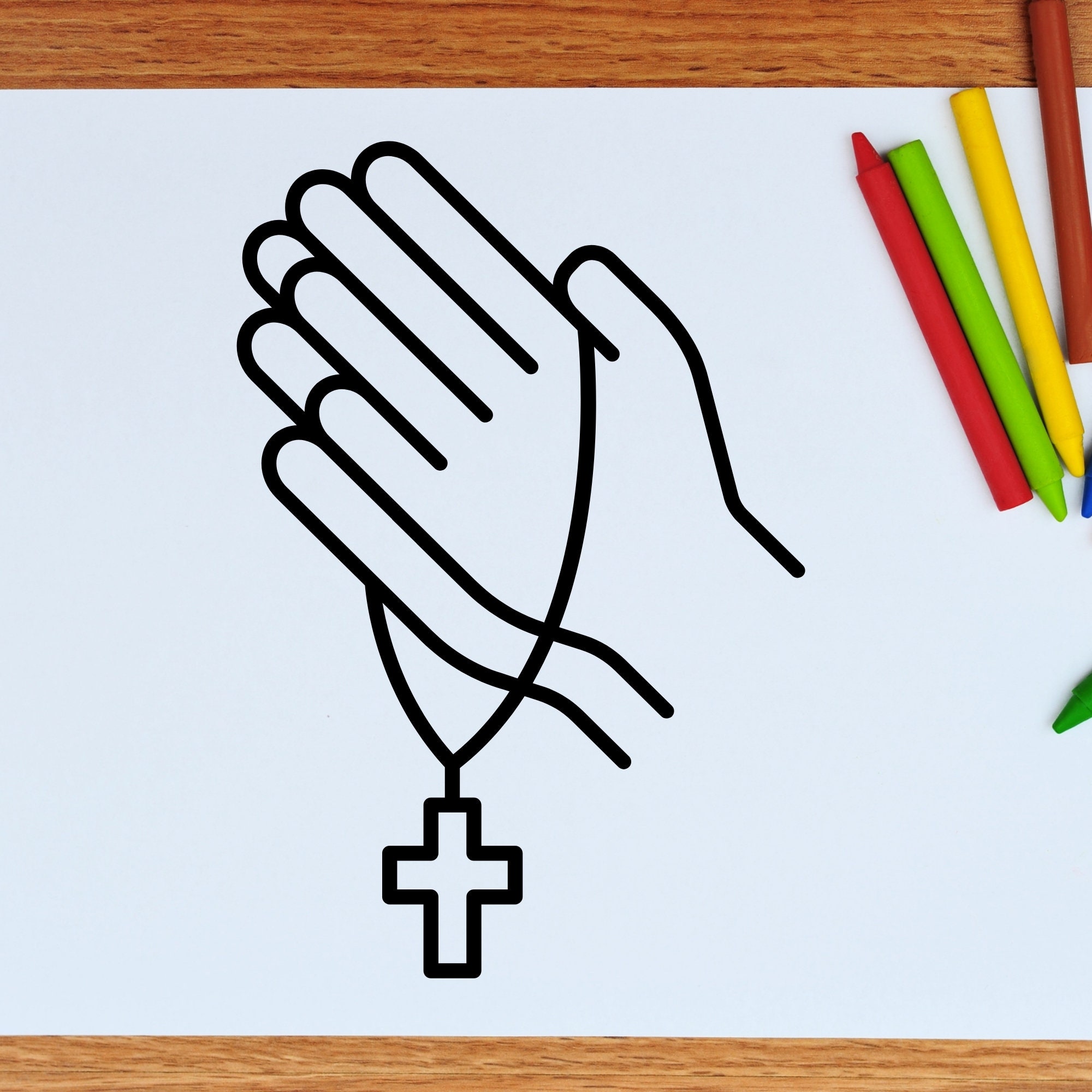 Christian Hands in Prayer | Instant Downloads | Black & White Digital ...