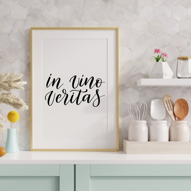In Vino Veritas | Wine Lover | Black and White Instant Digital Download ...