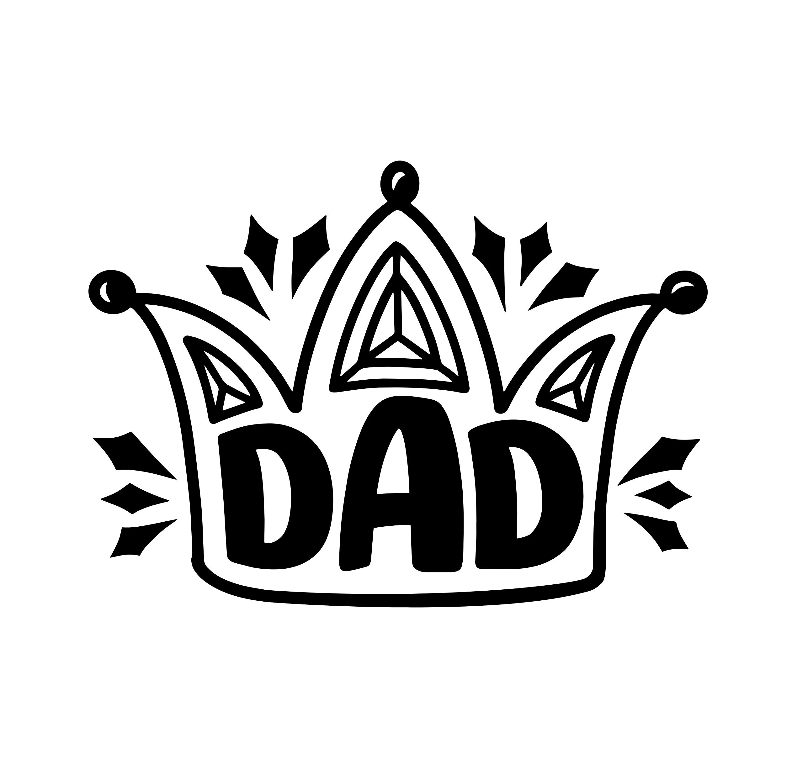 Dad Crown | Father's Day Art | Black and White Instant Digital Download ...