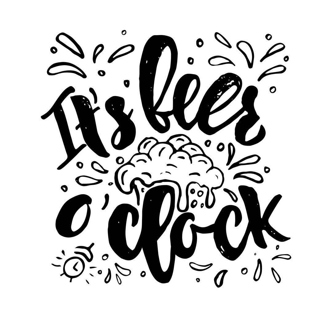 It's Beer O'clock | Funny Sayings | Black and White Instant Digital ...