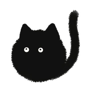 Black Cat Fuzzball | Graphic Design | Instant Digital Download | PNG ...