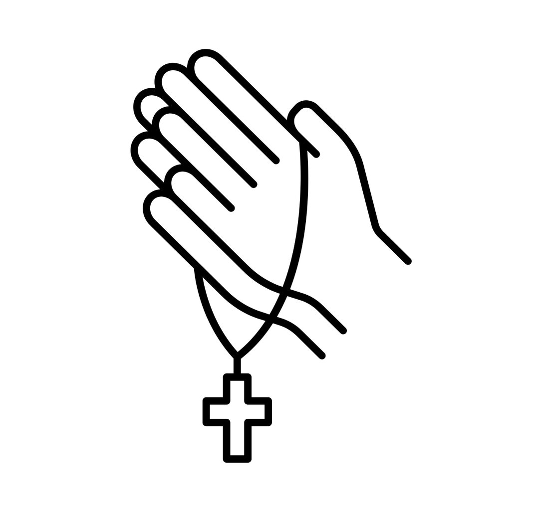 Christian Hands in Prayer | Instant Downloads | Black & White Digital ...