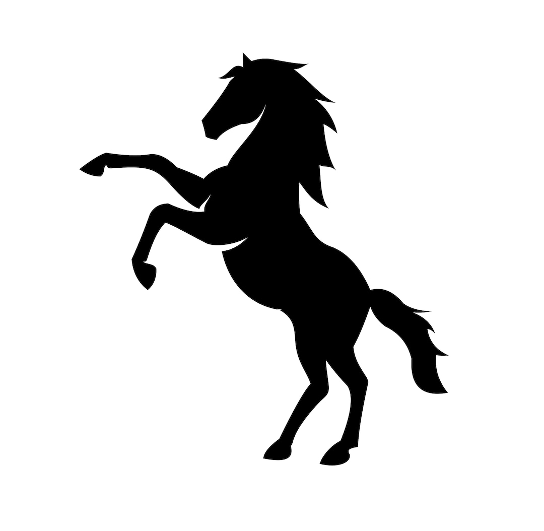 Rearing Horse | Stallion Graphic Art | Black and White Instant Digital ...