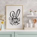 Happy Easter | Spring Bunny Graphic Art | Black and White | Instant ...
