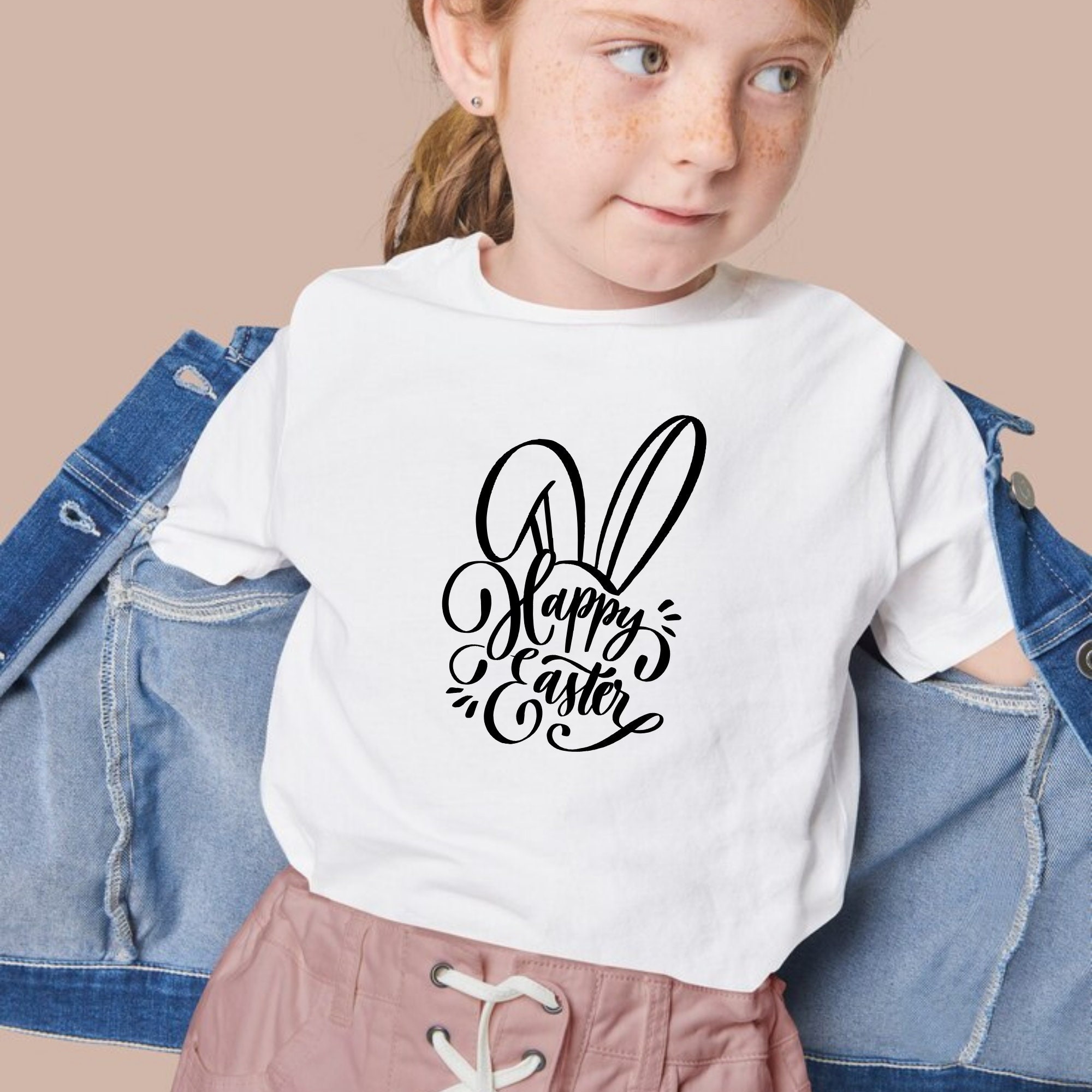 Happy Easter | Spring Bunny Graphic Art | Black and White | Instant ...