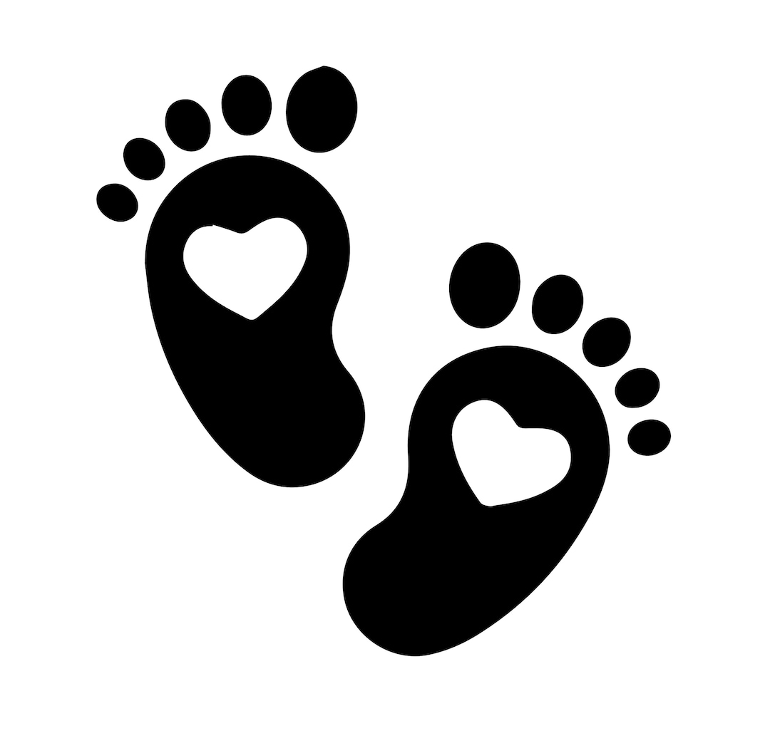 Baby Footprints | 10 Instant Digital Downloads in Black & White | PNG ...