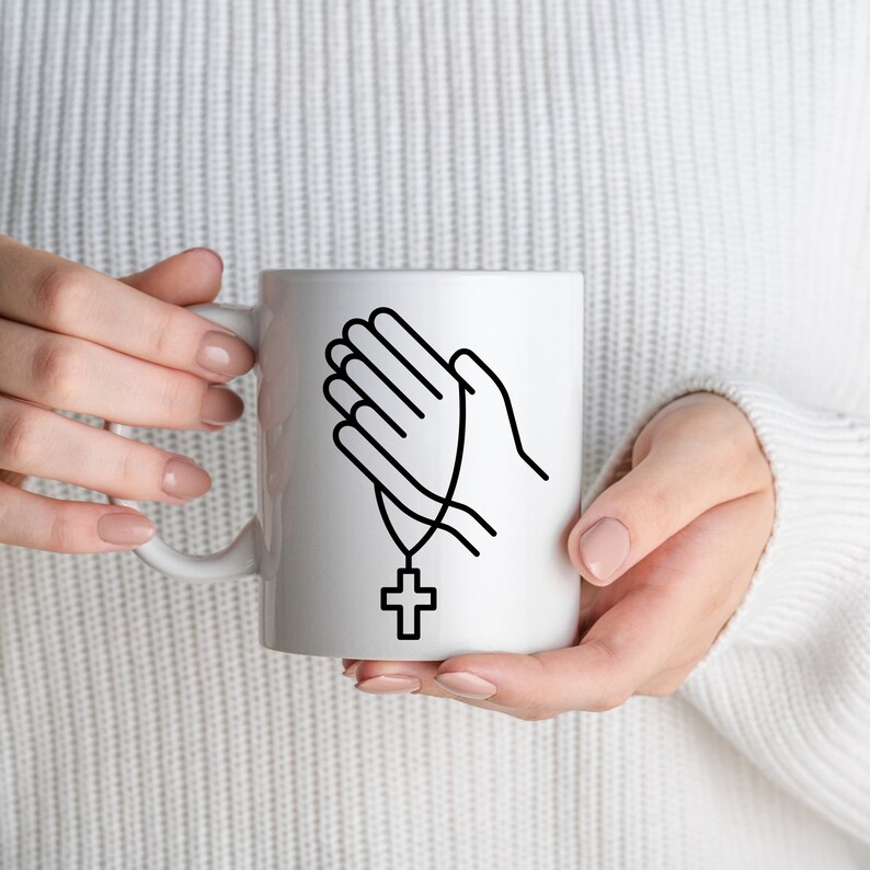 Christian Hands in Prayer | Instant Downloads | Black & White Digital ...