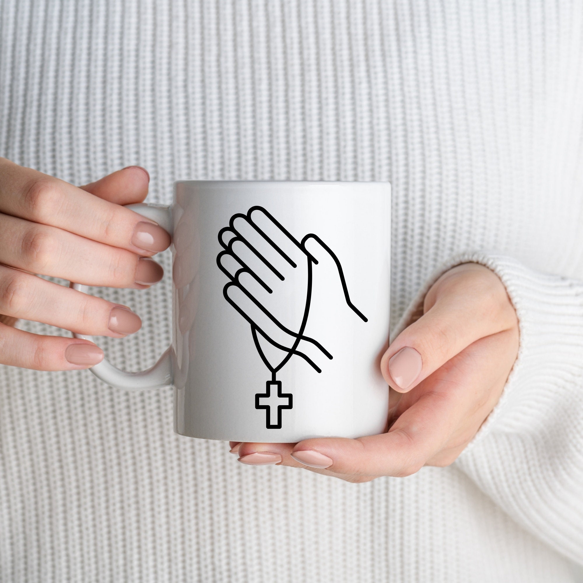 Christian Hands in Prayer | Instant Downloads | Black & White Digital ...