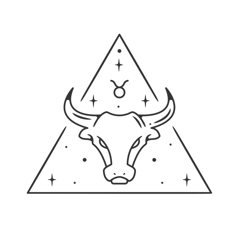 Taurus Zodiac Art | Instant Downloads in Black & White | PNG, JPG, SVG ...