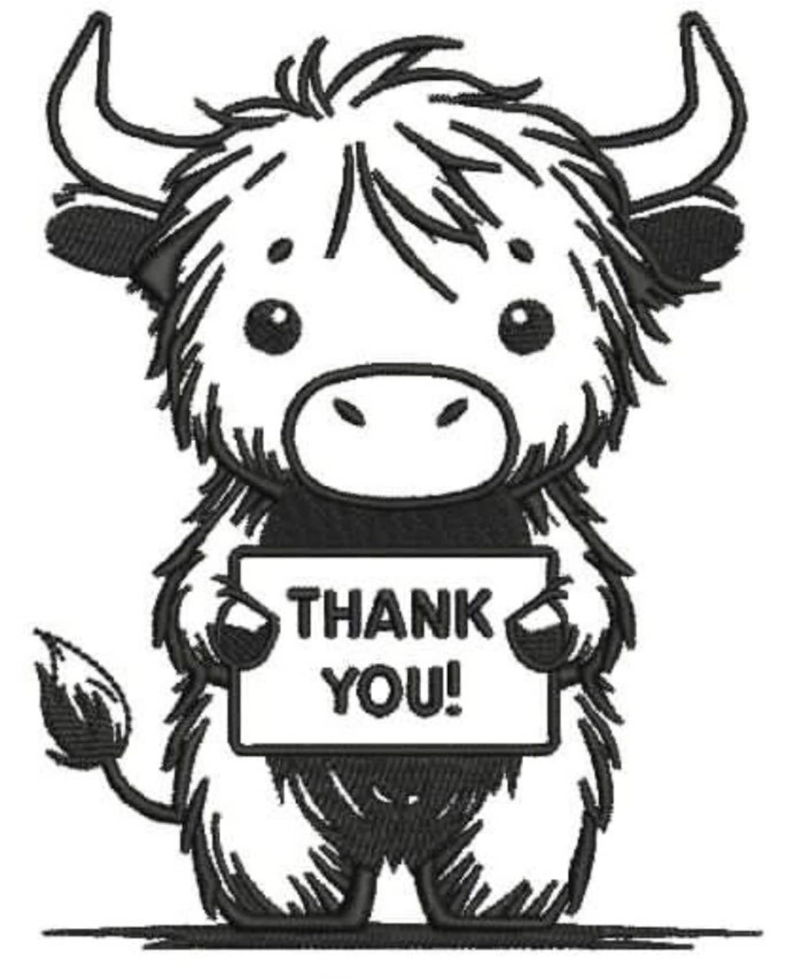 A Special Thank You. Highland Cow Expressing Your Gratitude. Two Sizes ...