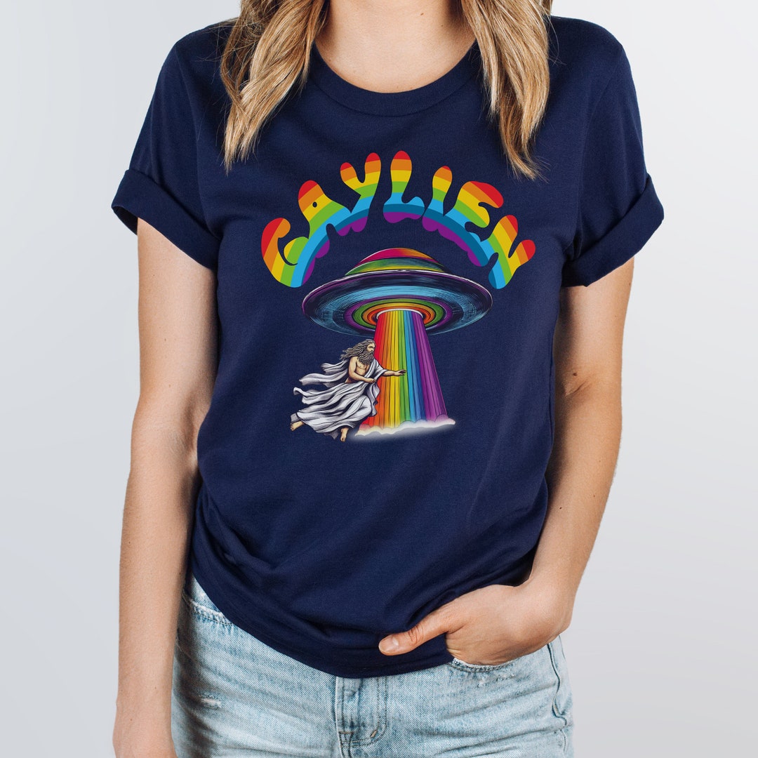 Gay Alien T Shirt Gaylien Rainbow NHI EBE Extraterrestrial Pride LGBTQ ...