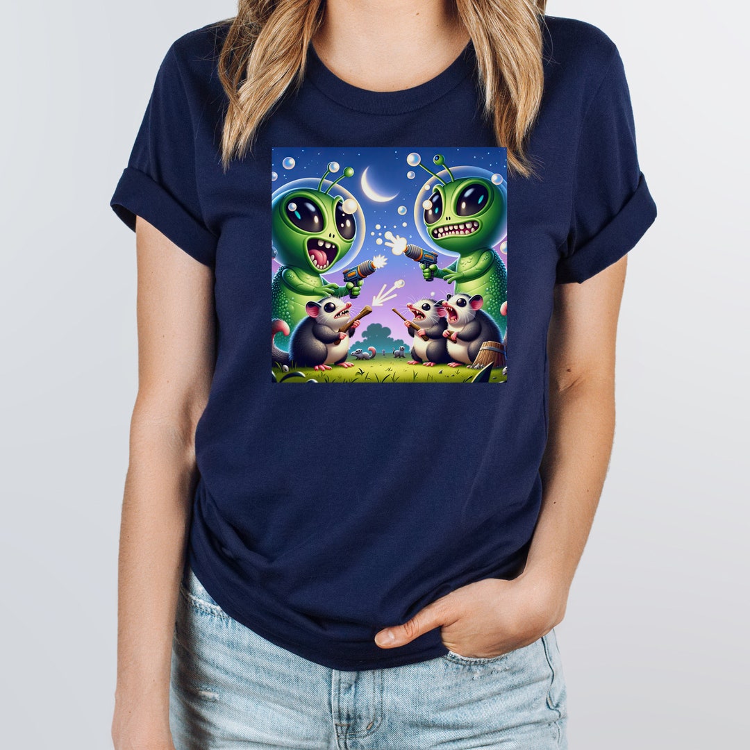 Possum Alien Cosmic Battle ~ UFO Extraterrestrial Opossum Cute Cartoon ...