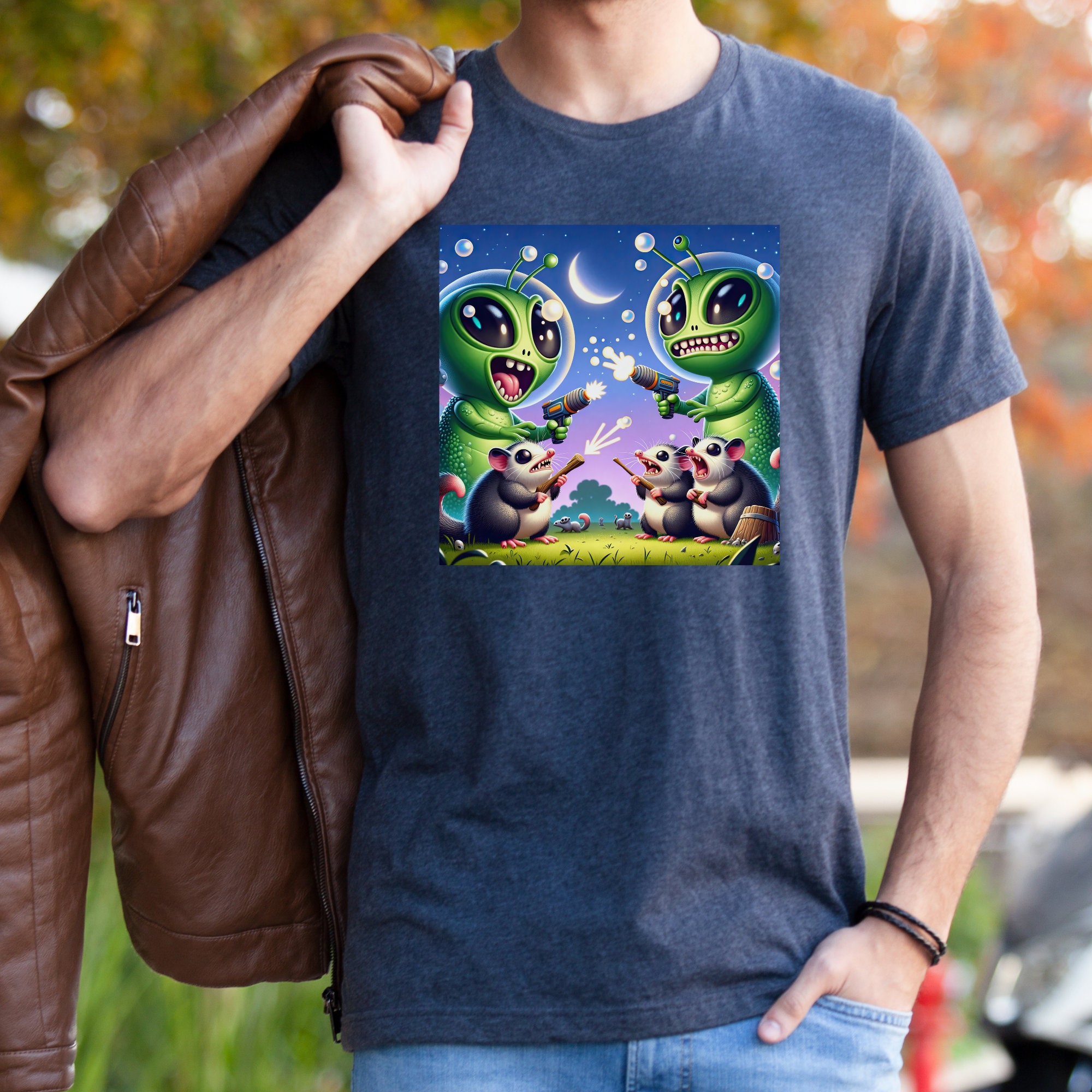 Possum Alien Cosmic Battle UFO Extraterrestrial Opossum Cute Cartoon ...