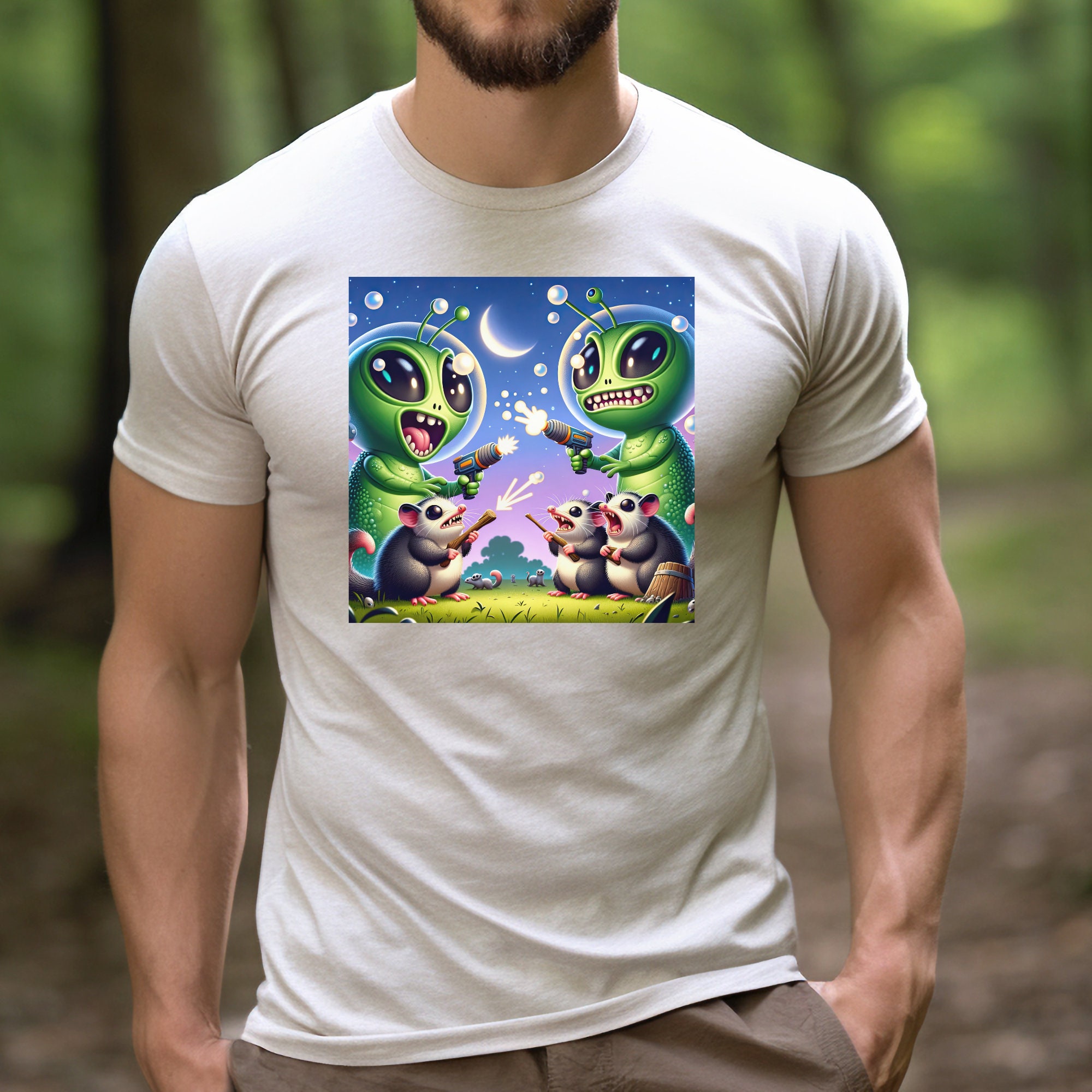 Possum Alien Cosmic Battle UFO Extraterrestrial Opossum Cute Cartoon ...