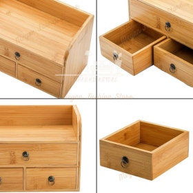 Bamboo 3-tier Desk Organizer With Drawers Multifunctional Storage for ...