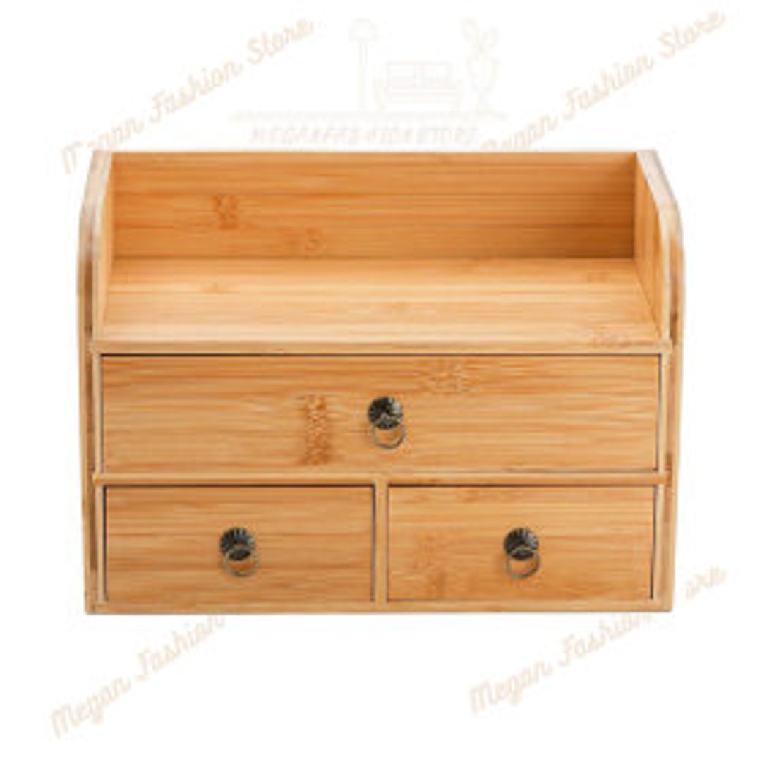 Bamboo 3-tier Desk Organizer With Drawers Multifunctional Storage for ...