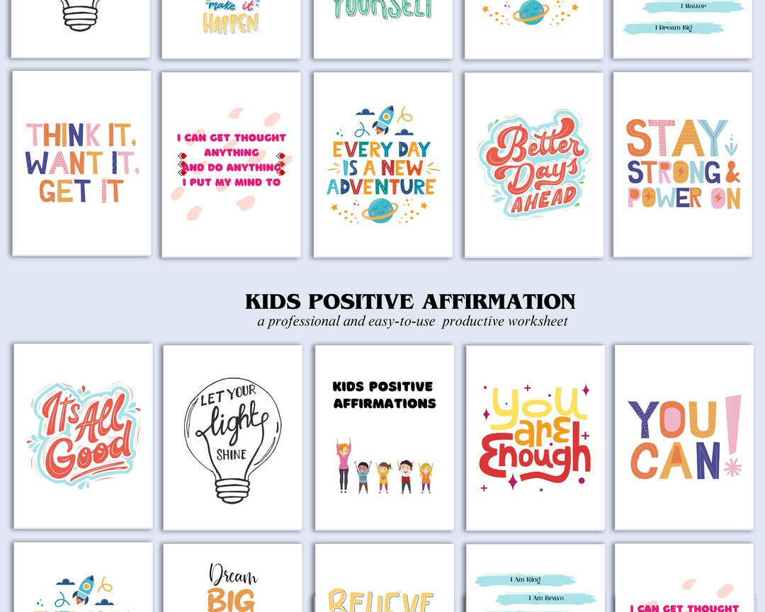 Kids Positive Affirmation Cards Self-esteem Booster, Children's ...