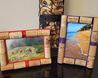 Wine Cork Picture Frame 5x7 | Rustic Photo Frame | Handmade Wood Frame ...