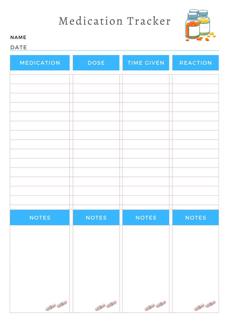 Digital Medication Tracker & Log Book Printable Medication - Etsy