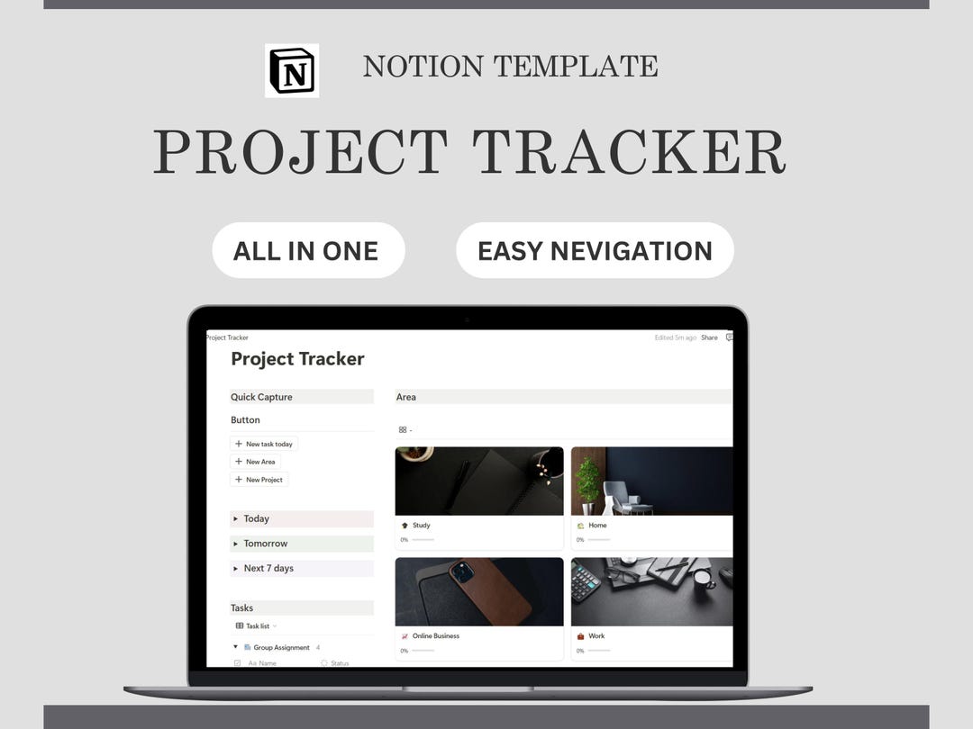 Productivity Tool: Notion Project Tracker Template - Etsy