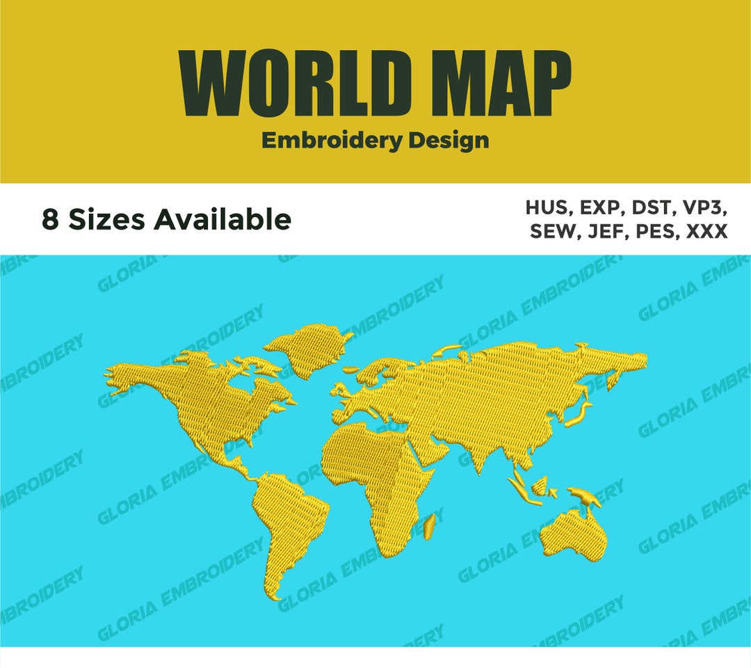 World Map Embroidery Design(patterns), Machine Embroidery Patterns. - Etsy