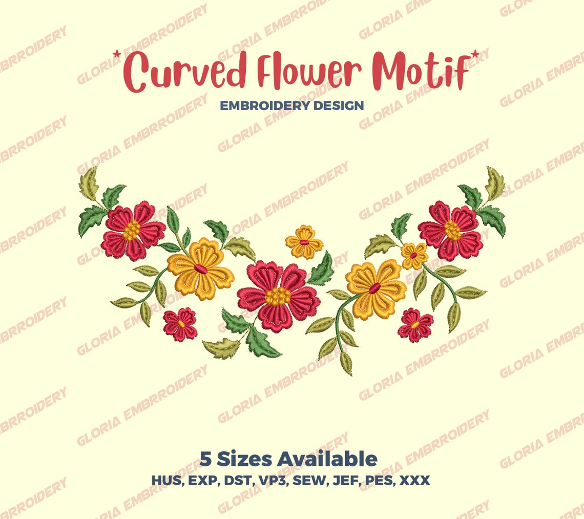 A Curved Flower Motif Embroidery Design (patterns), Machine Embroidery ...