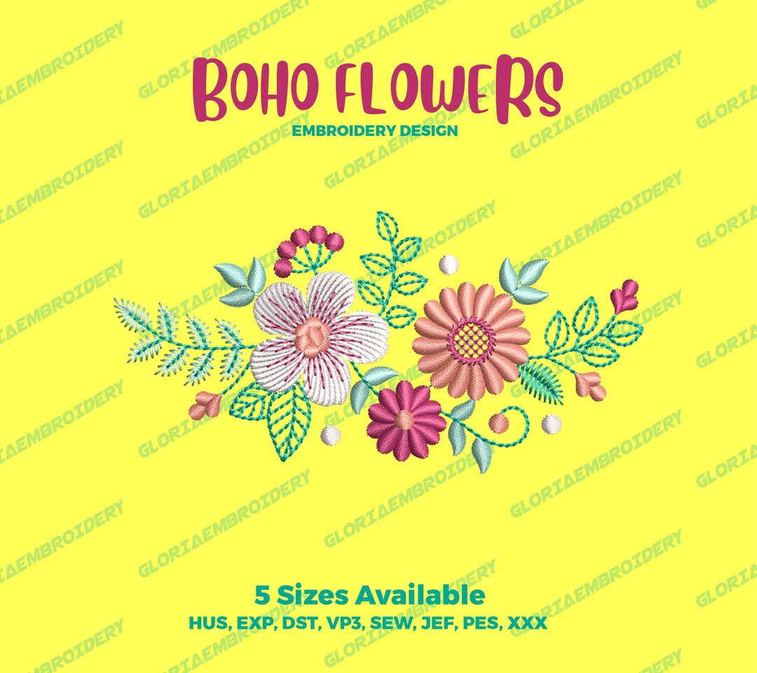 A Boho Flower Embroidery Design (patterns), Machine Embroidery Patterns ...