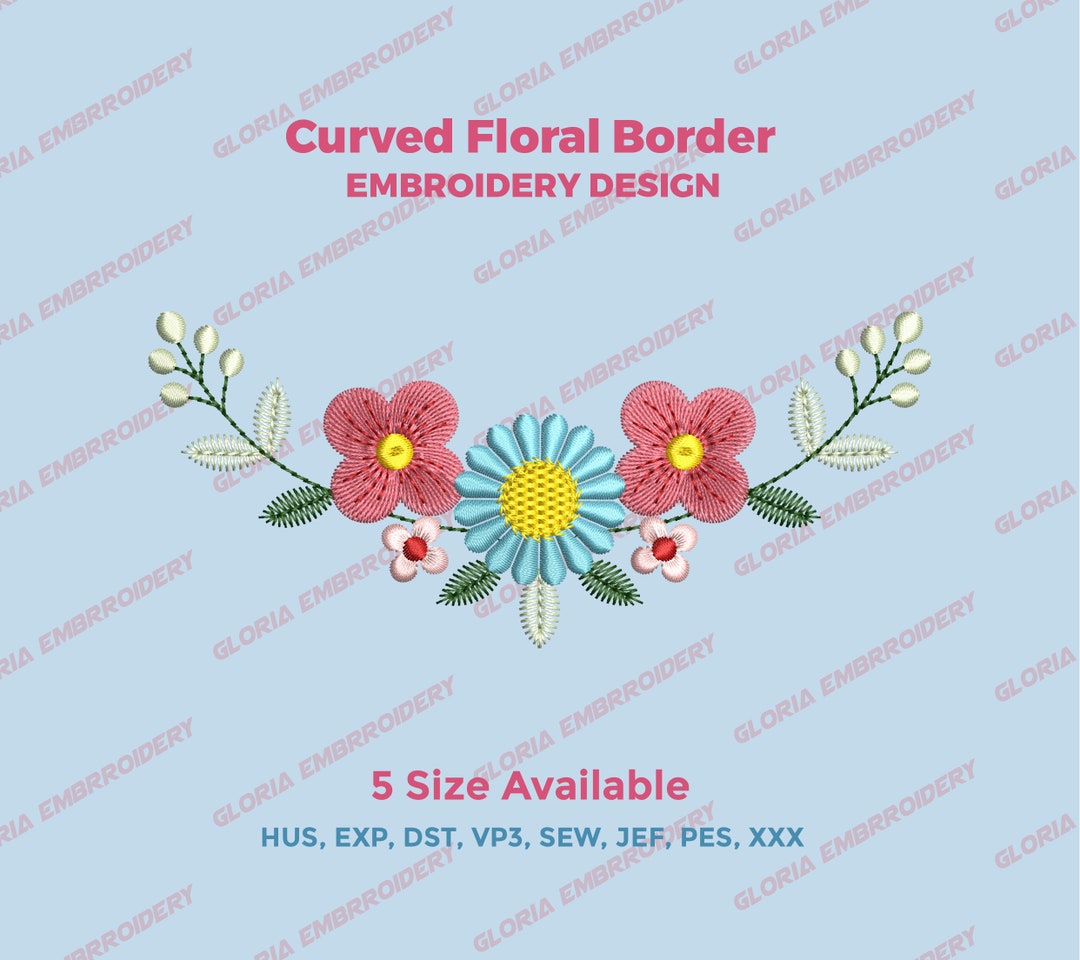 Curved Floral Border Embroidery Design (patterns), Machine Embroidery ...