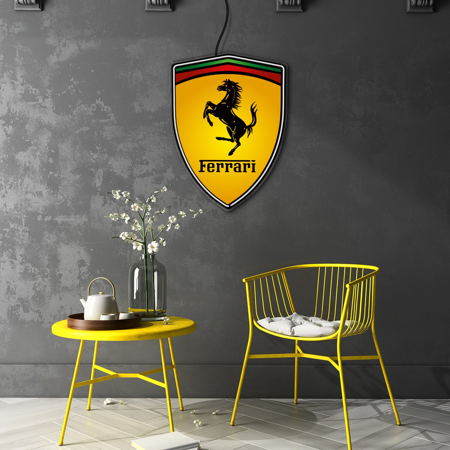 Ferrari Logo Sign, Ferrari Neon Light Sign, Ferrari Led Sign, Ferrari ...