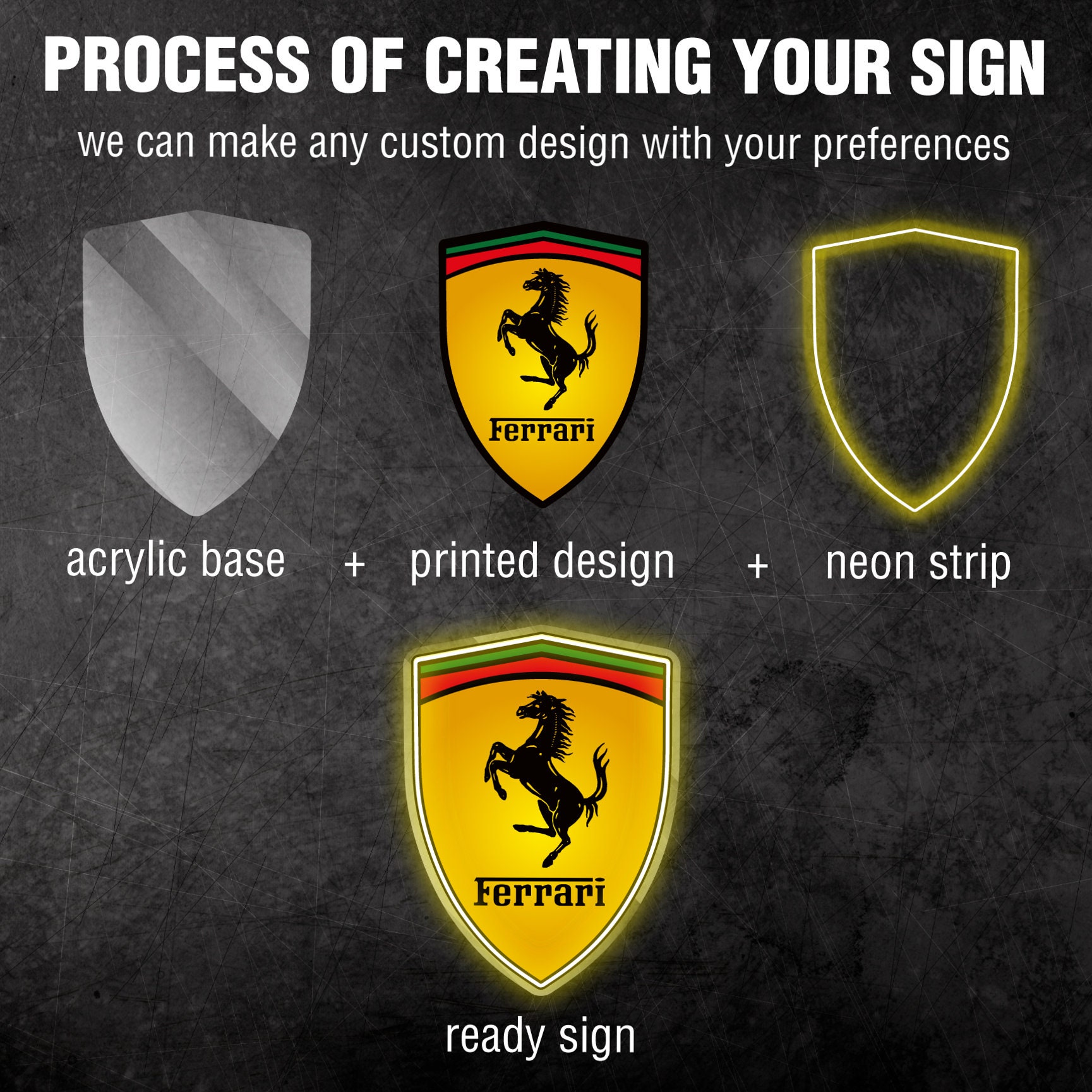 Ferrari Logo Sign, Ferrari Neon Light Sign, Ferrari Led Sign, Ferrari ...