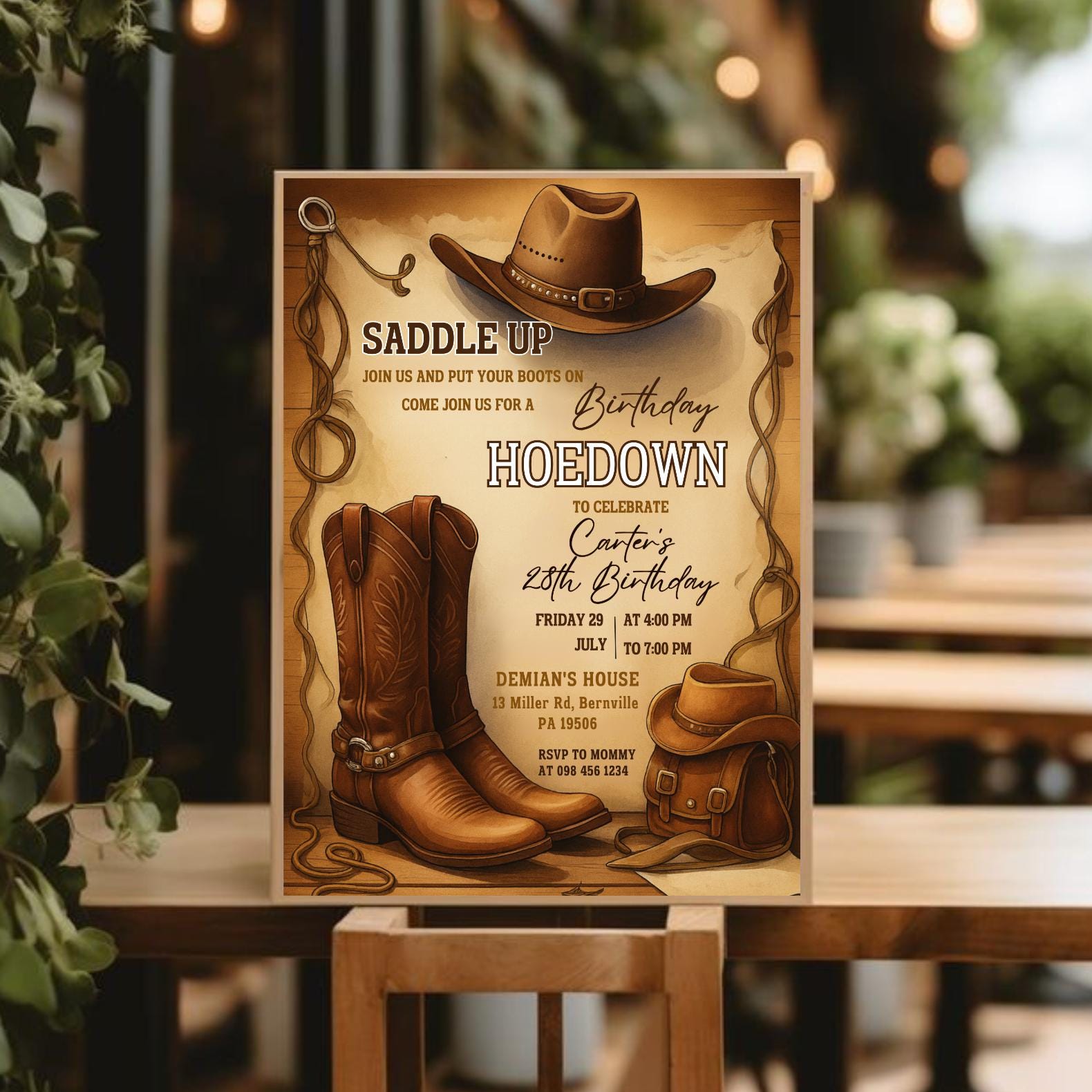 Western Cowboy Birthday Invitation | Saddle up Party Invite | Editable ...