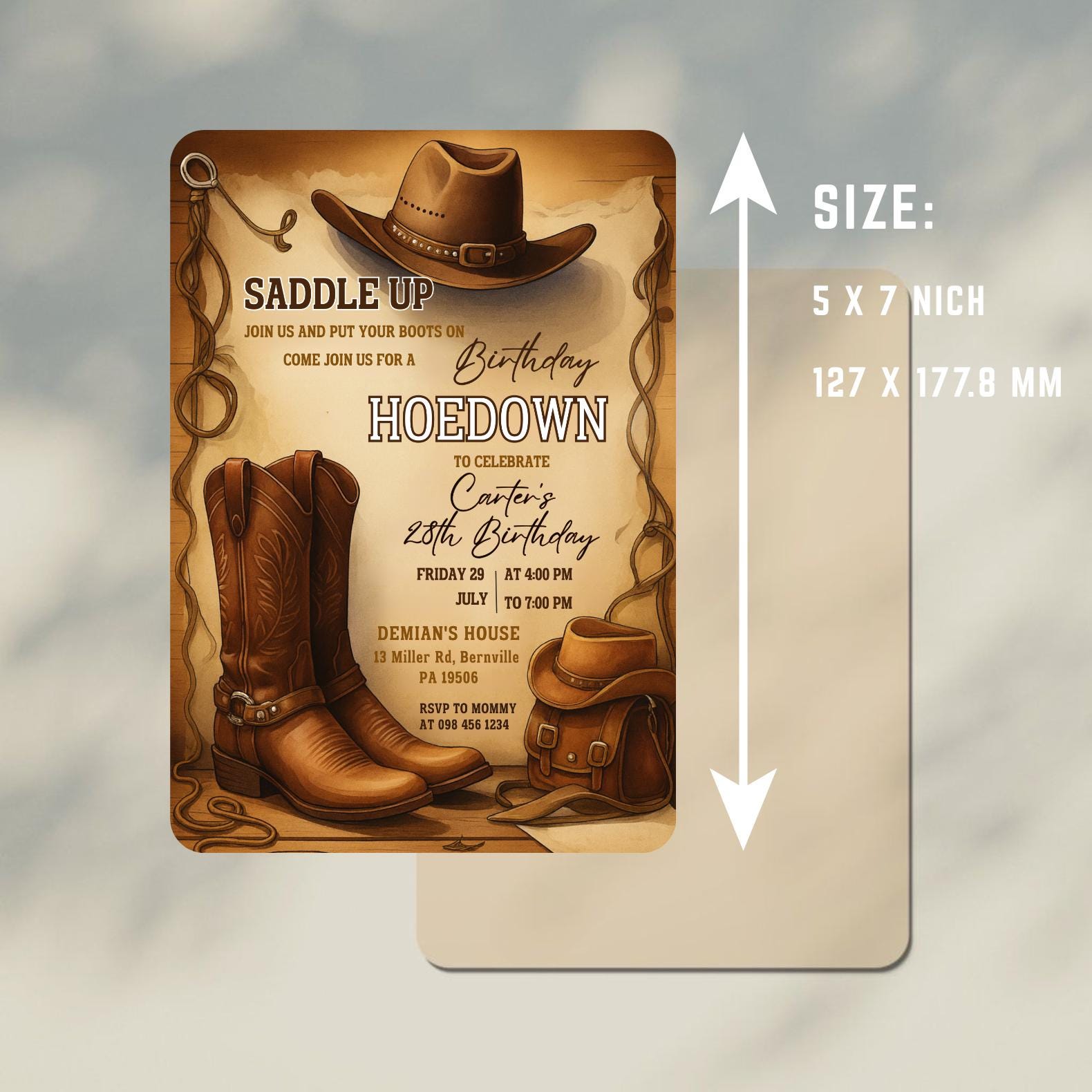 Western Cowboy Birthday Invitation | Saddle up Party Invite | Editable ...