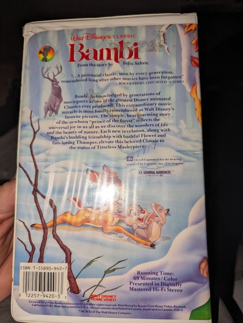 Walt Disney's Classic Bambi VHS #942 Black Diamond Edition - Etsy