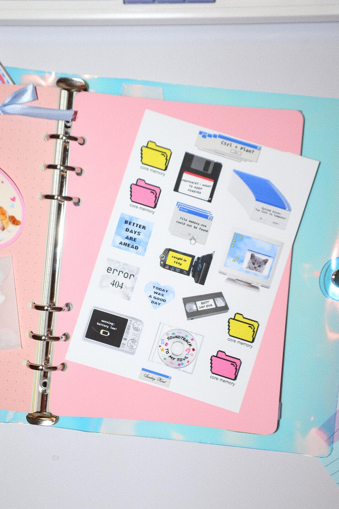 90s Y2K Style Sticker Sheets | Cute Sticker Sheets | Planner, Journal ...