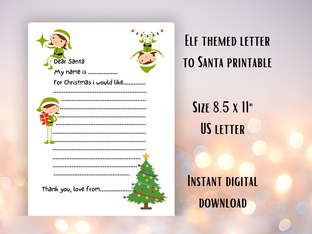 Letter to Santa Printable Elf Theme Letter Father Christmas - Etsy