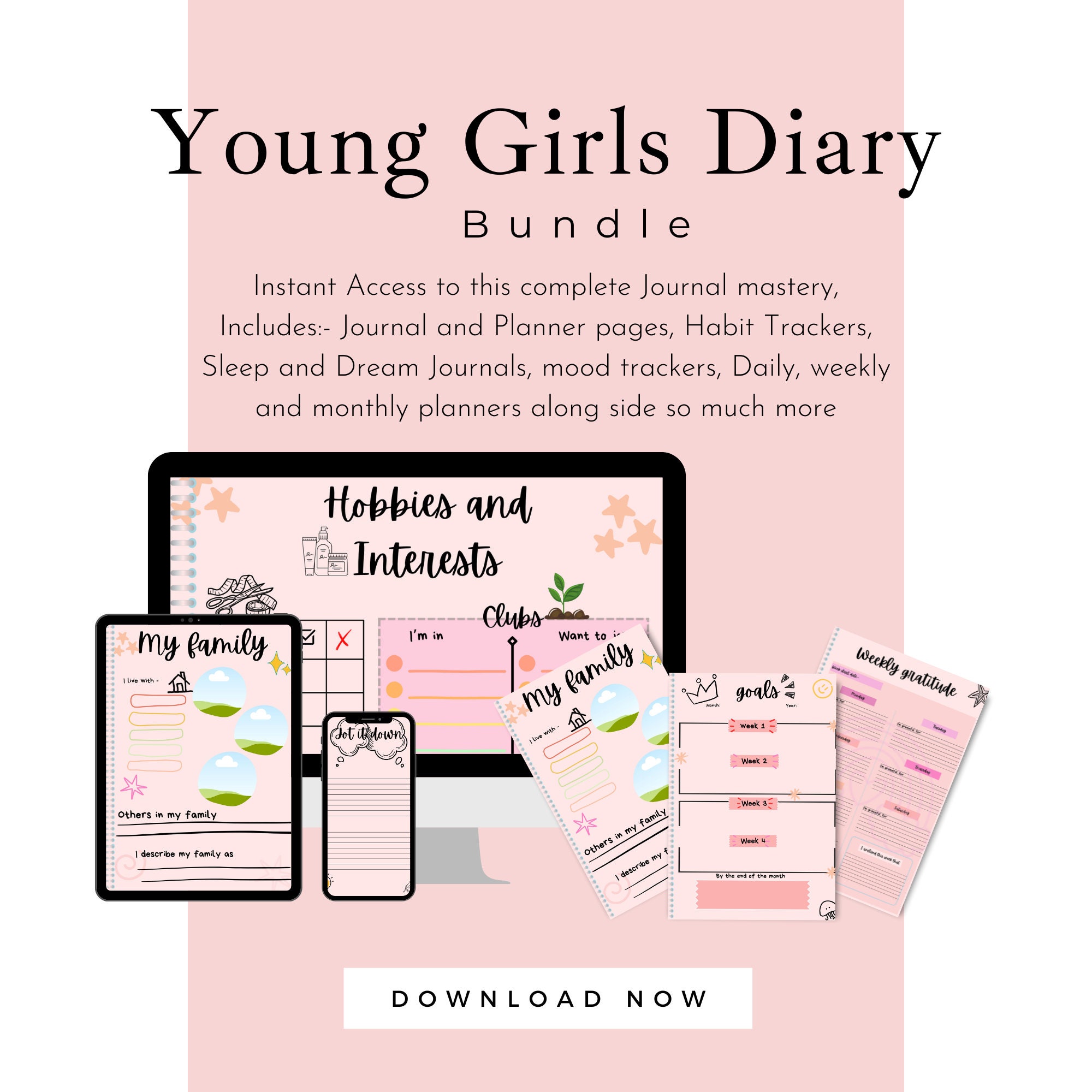 Ultimate Journal Bundle for Kids, Girls Diary, Child's Planner, Habit ...