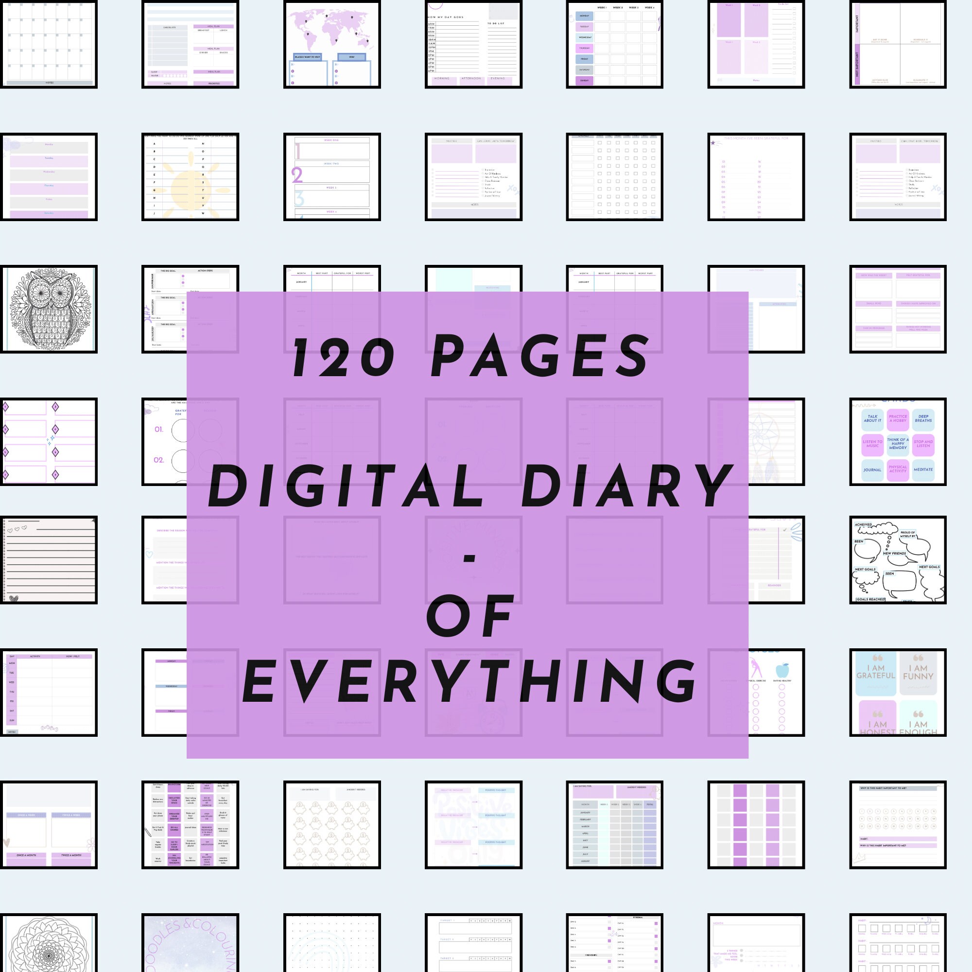 Digital Girls Planner and Journal With Trackers School & Home Life ...